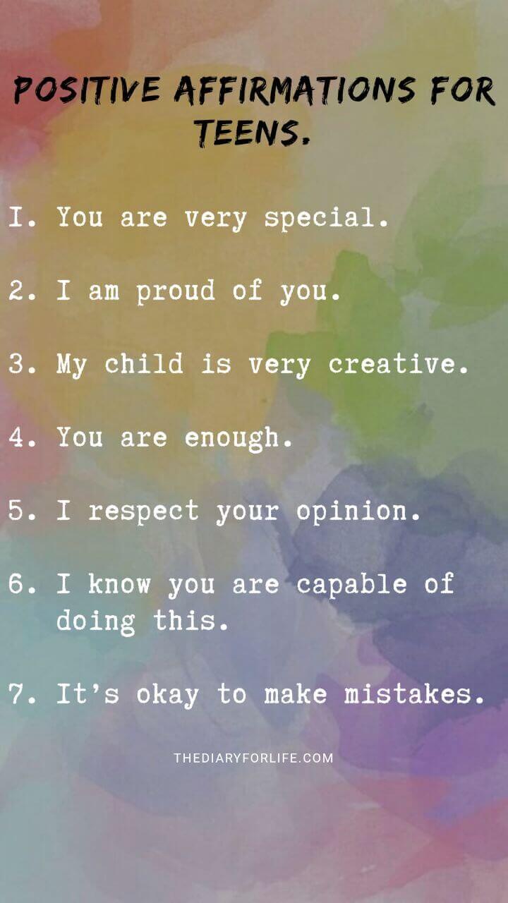70+ Positive Affirmations For Teens From Parents